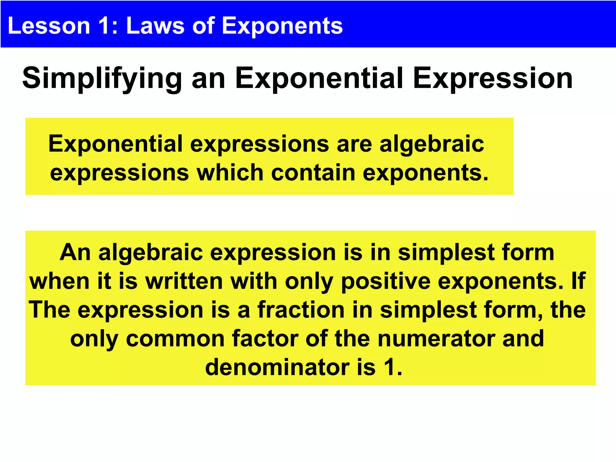 Laws Of Exponents | PPT