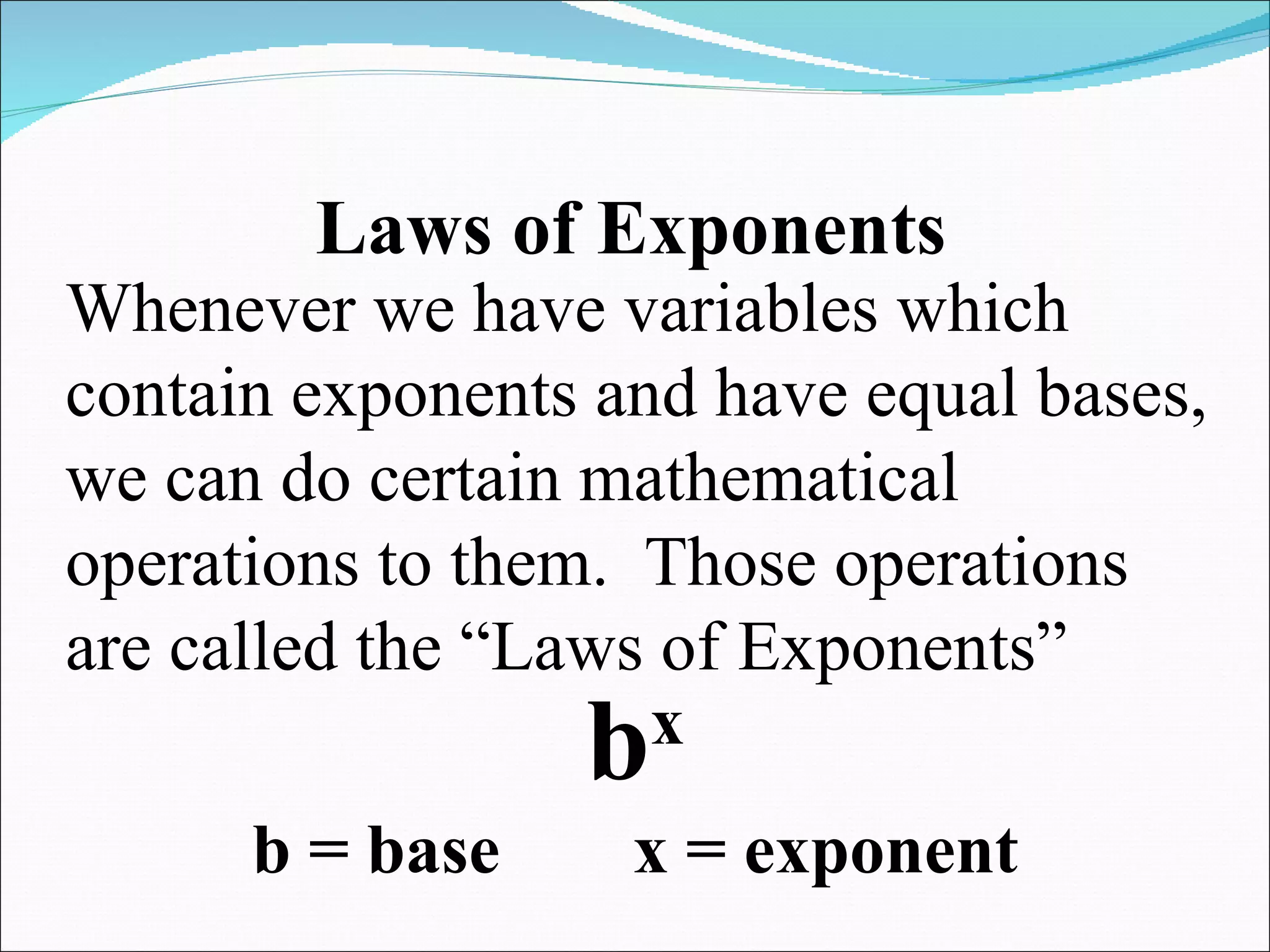 Laws of exponents | PPT