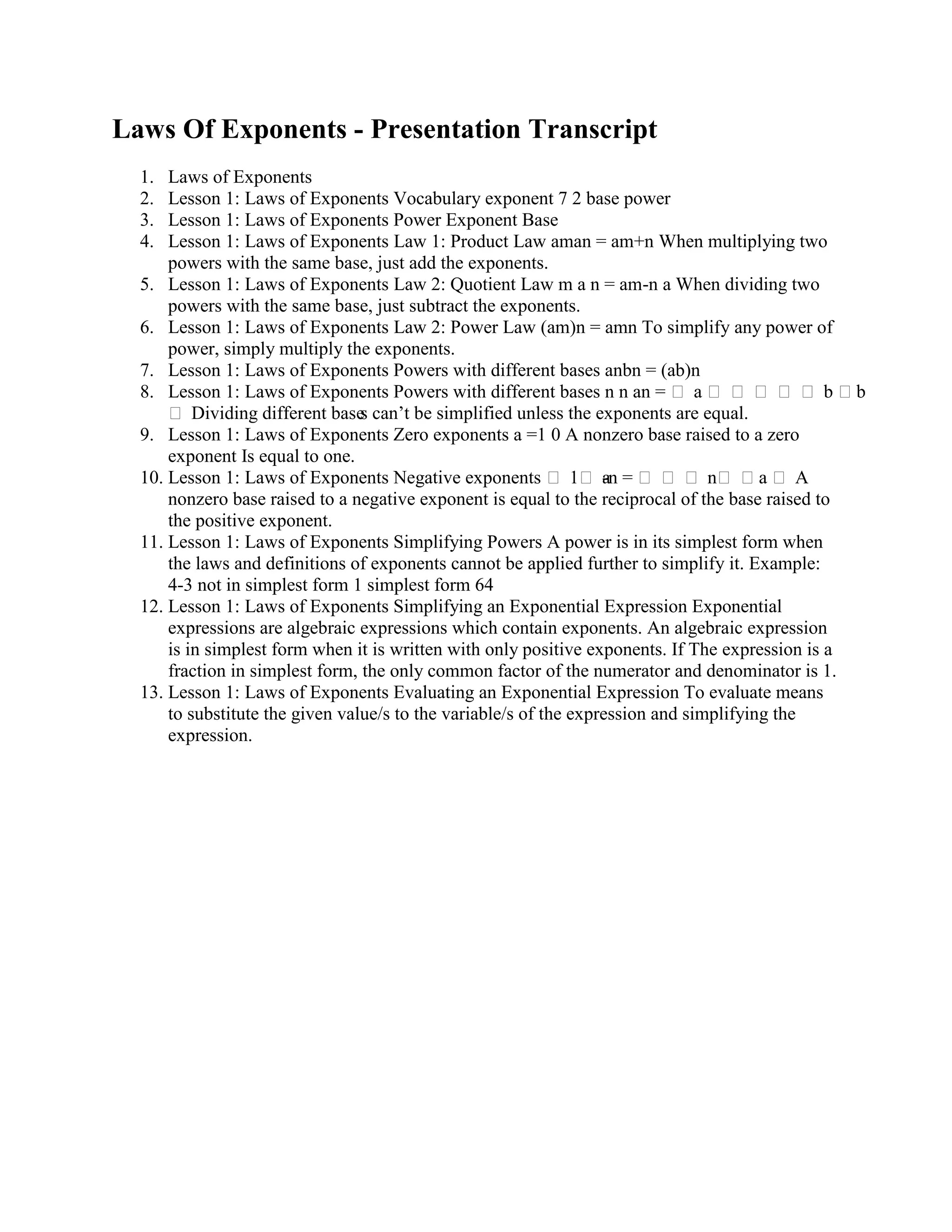 Laws of exponents | DOCX