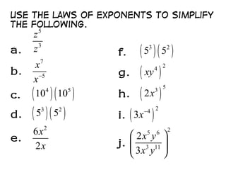 Laws of exponents | DOC
