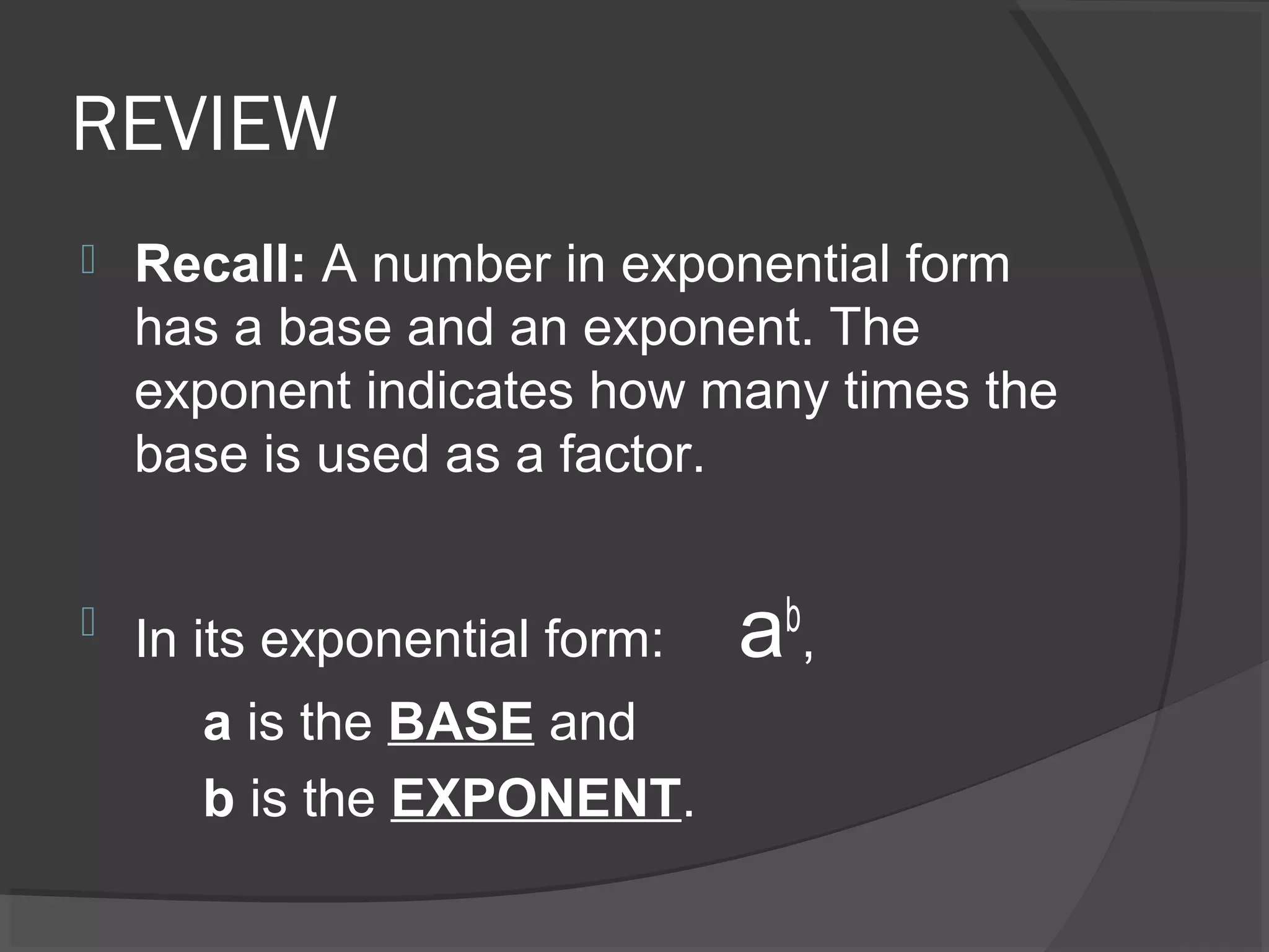 Laws of exponents | PPT | Physics | Science