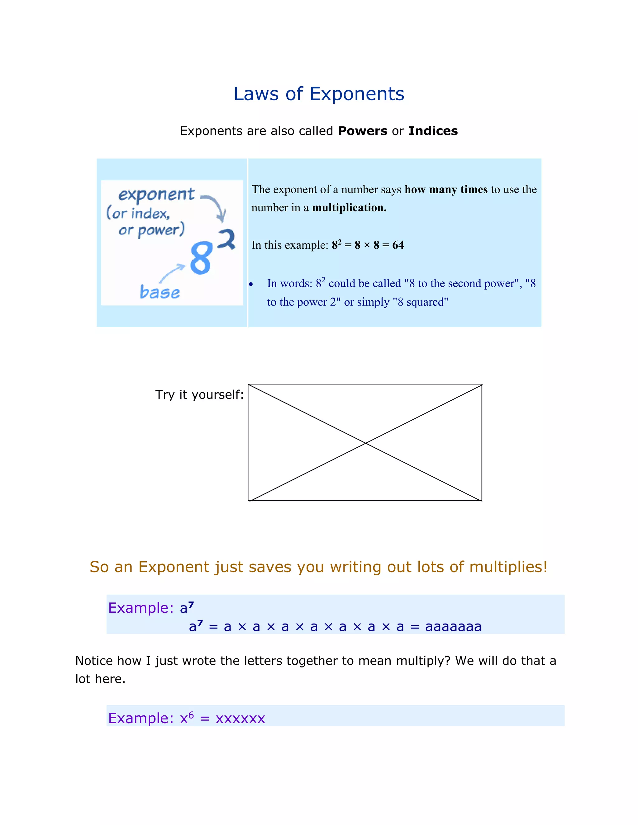 Laws of exponents | DOCX