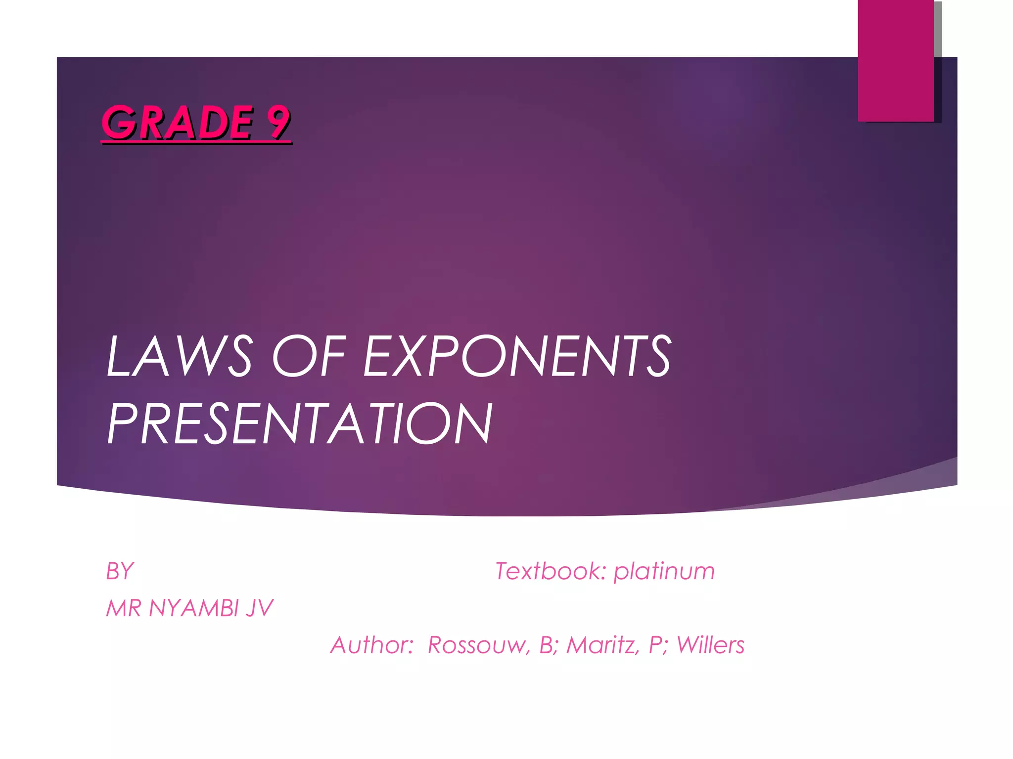 Laws of exponents complete | PPT