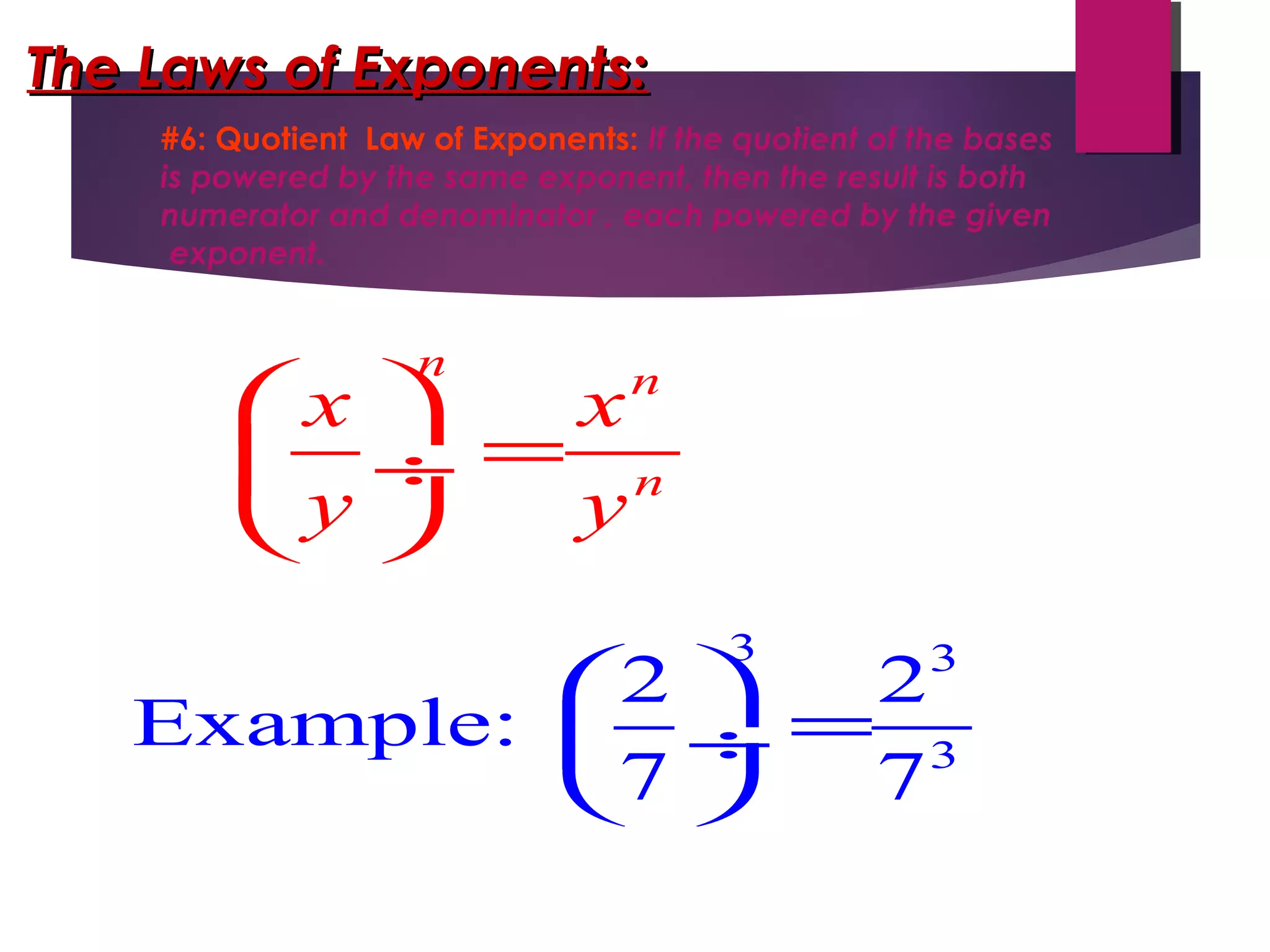 Laws of exponents complete | PPT | Physics | Science