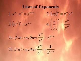 Exponents @ Laws of exponents * base and index | PPT