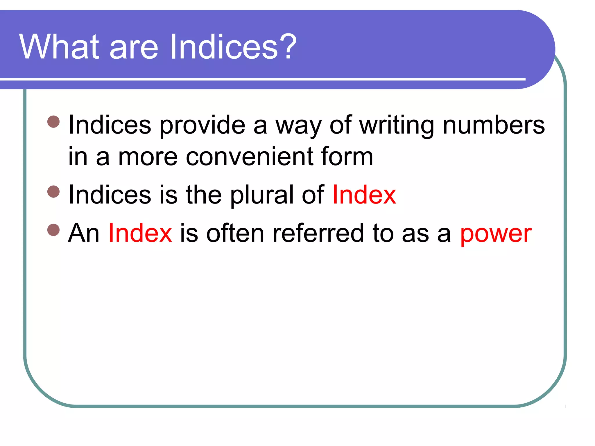 Laws of indices | PPT