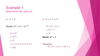 Laws of indices examples | PPT