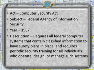 Laws of interest to security professionals | PPSX