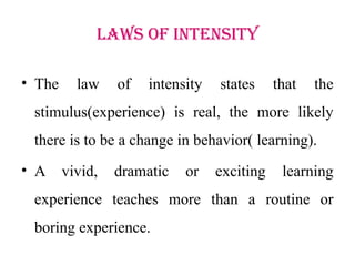 Laws of learning.pptx, Nursing Education,Fourth Year BSc Nurs | PPTX