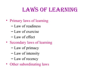 Laws of learning.pptx, Nursing Education,Fourth Year BSc Nurs | PPTX