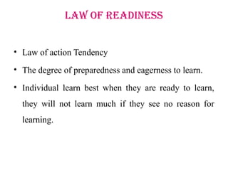 Laws of learning.pptx, Nursing Education,Fourth Year BSc Nurs | PPTX