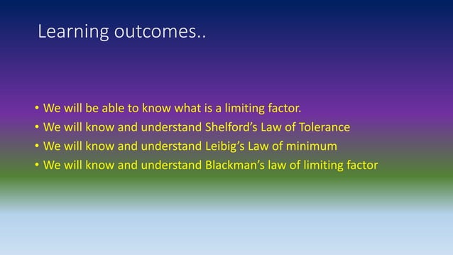 Laws of limiting factors | PPTX | Geography | Science