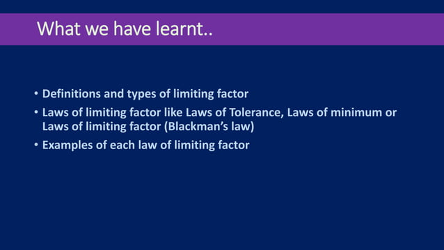 Laws of limiting factors | PPTX | Geography | Science