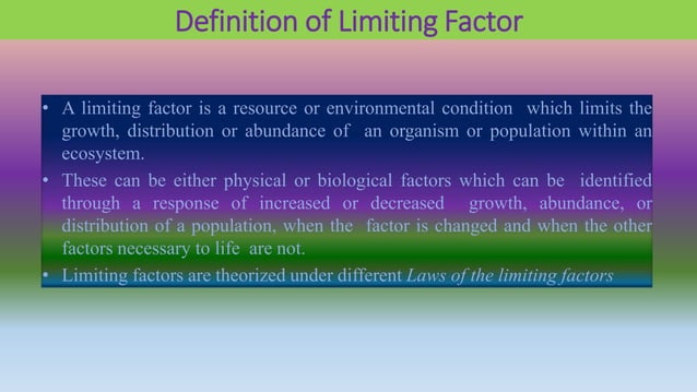 Laws of limiting factors | PPTX | Geography | Science