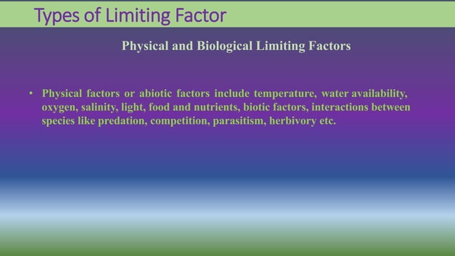 Laws of limiting factors | PPTX | Geography | Science