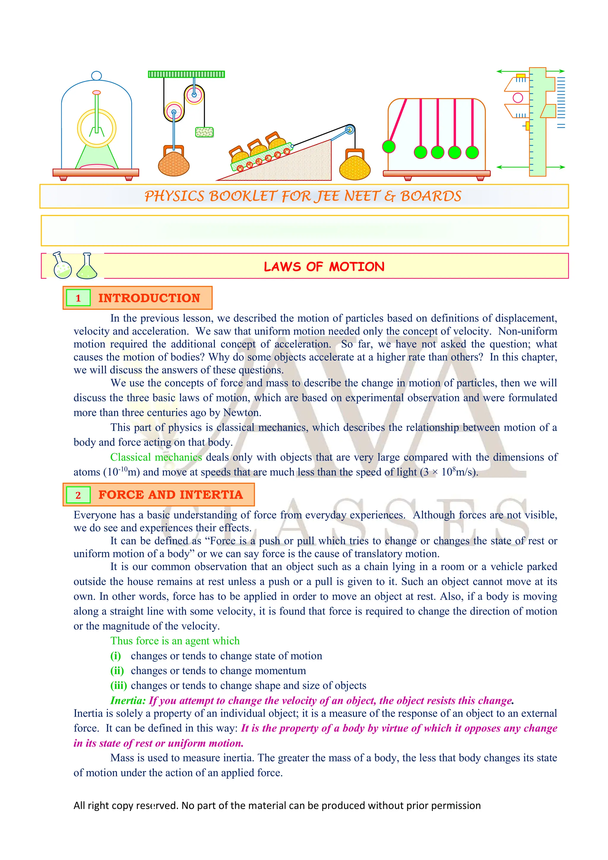 NCERT- Solutions Laws of motion class 11 pdf | PDF | Physics | Science
