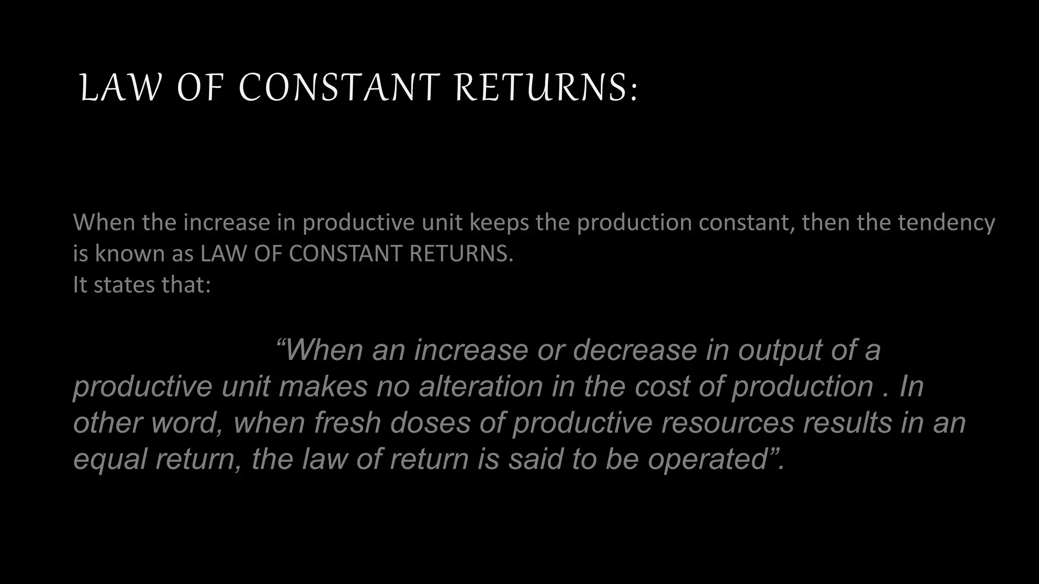 Laws Of Return in Economics | PPTX