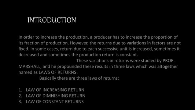 Laws Of Return in Economics | PPTX