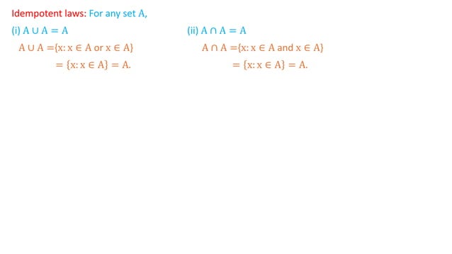 Laws of set operations (Sets, relations and functions) | PPT