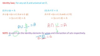 Laws of set operations (Sets, relations and functions) | PPT