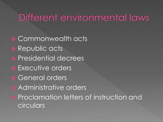 Laws of the government on environmental problems and sustainable ...