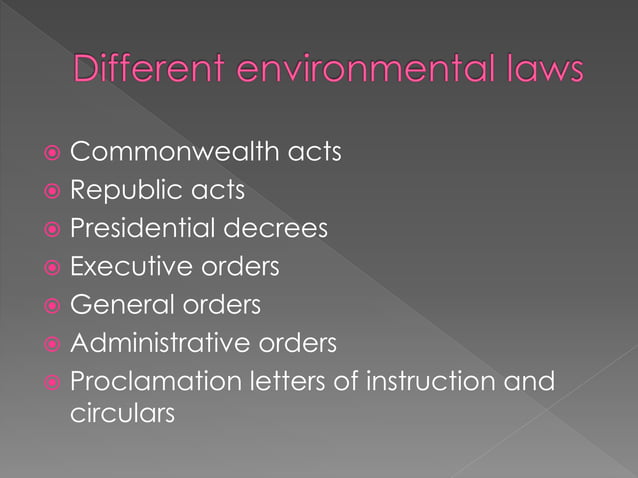 Laws of the government on environmental problems and sustainable ...