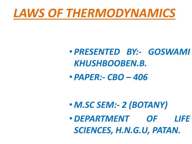 Laws of thermodynamics | PPTX