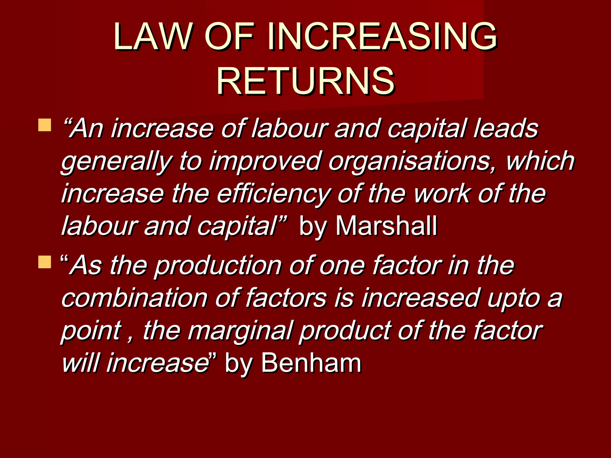 Laws of variable proportions or law of returns | PPT