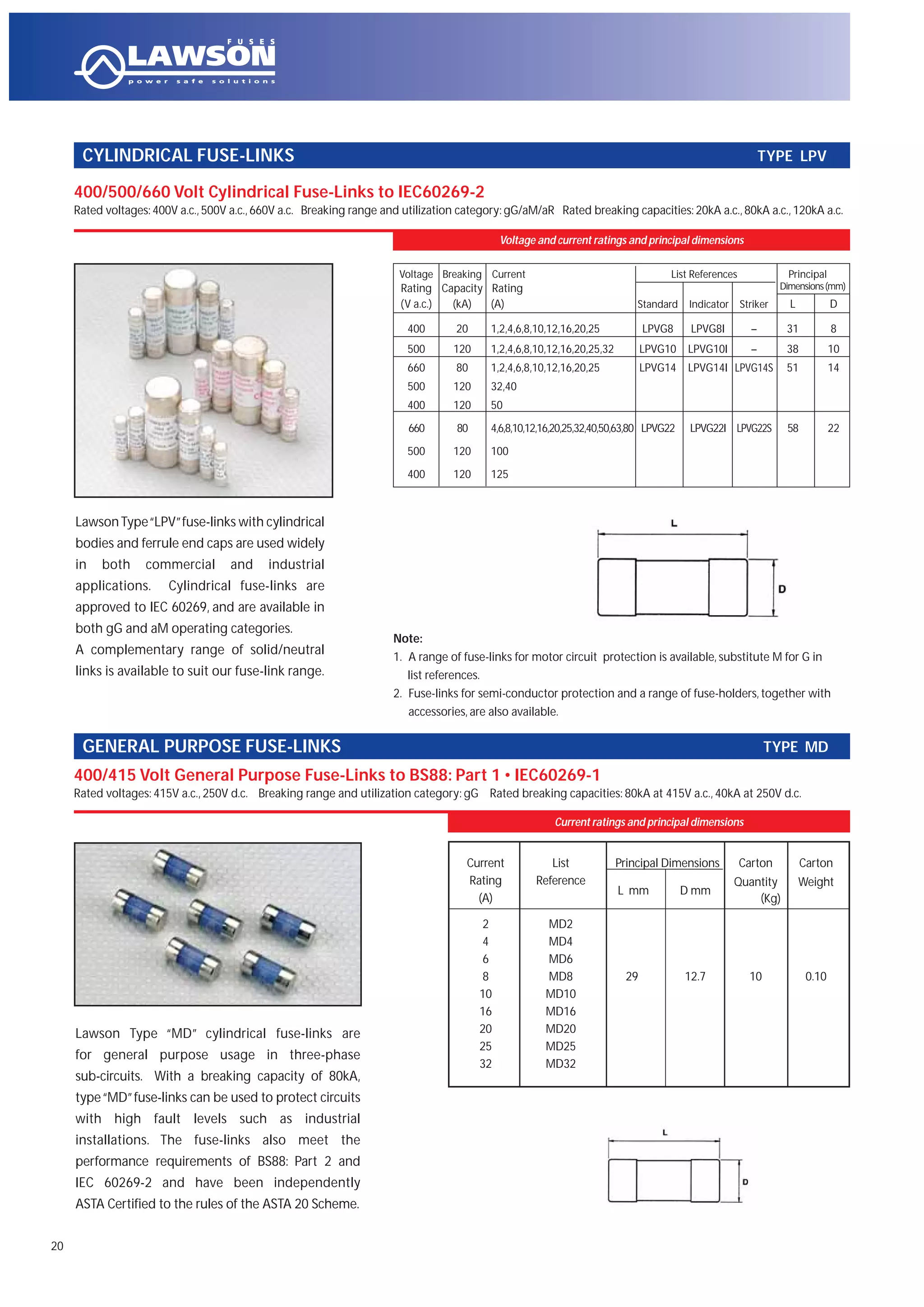 Lawson - Low Voltage Fuse Links | PDF