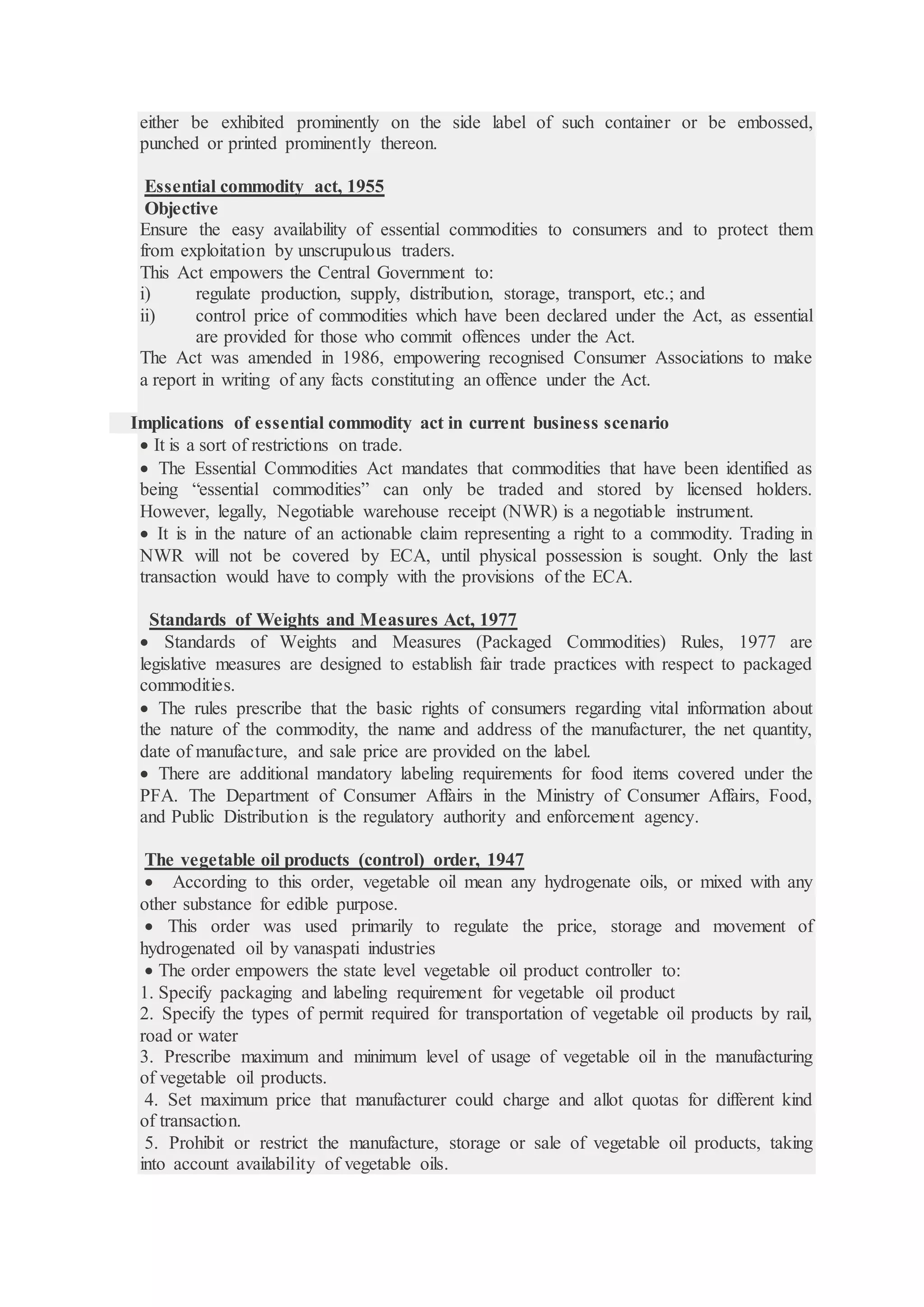 Laws & regulations related to food industries | DOCX