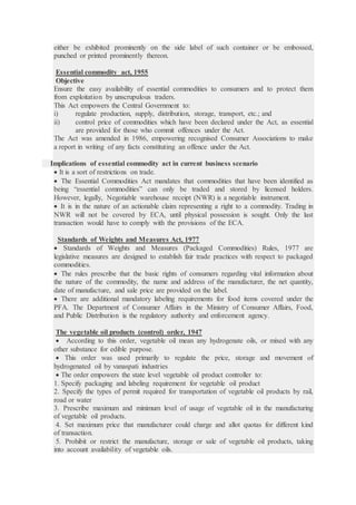 Laws & regulations related to food industries | DOCX