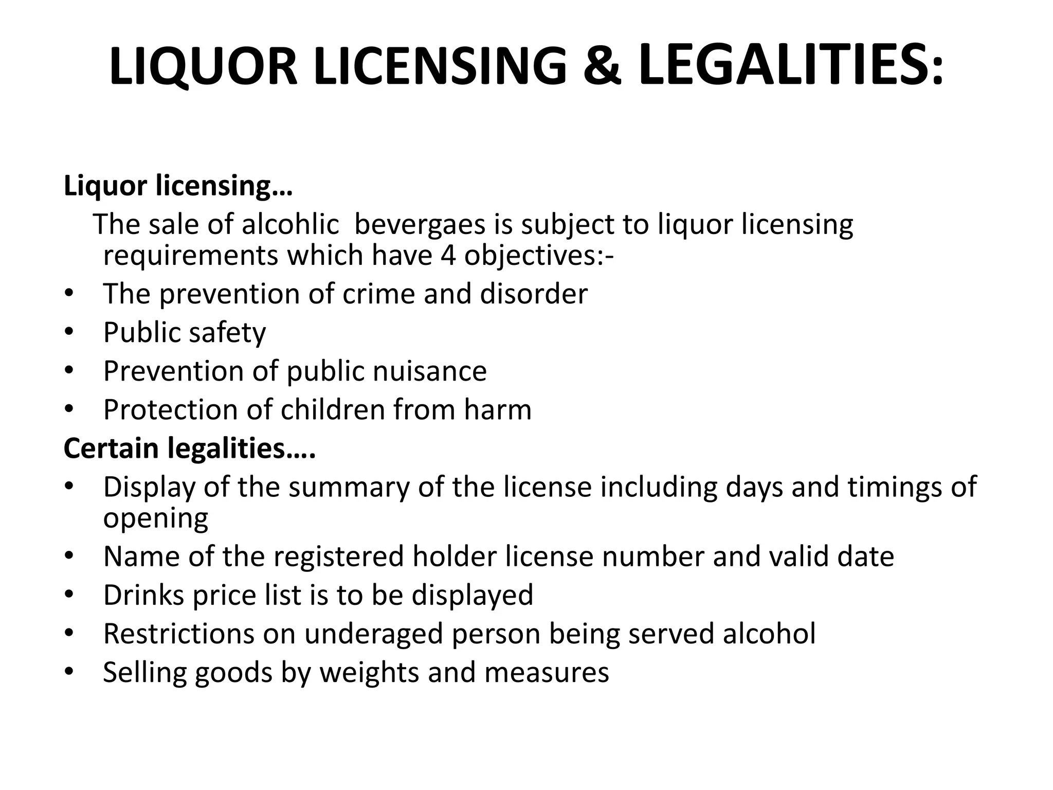 Laws relating to restaurants & bars | PPTX