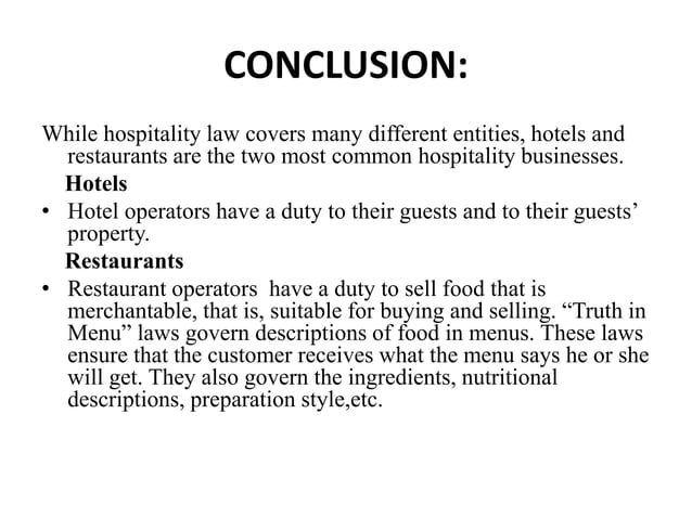 Laws relating to restaurants & bars | PPTX