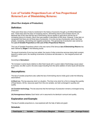 Law variable proportions | PDF | Agriculture | Industries