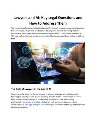 Lawyers and AI: Key Legal Questions and How to Address Them | PDF