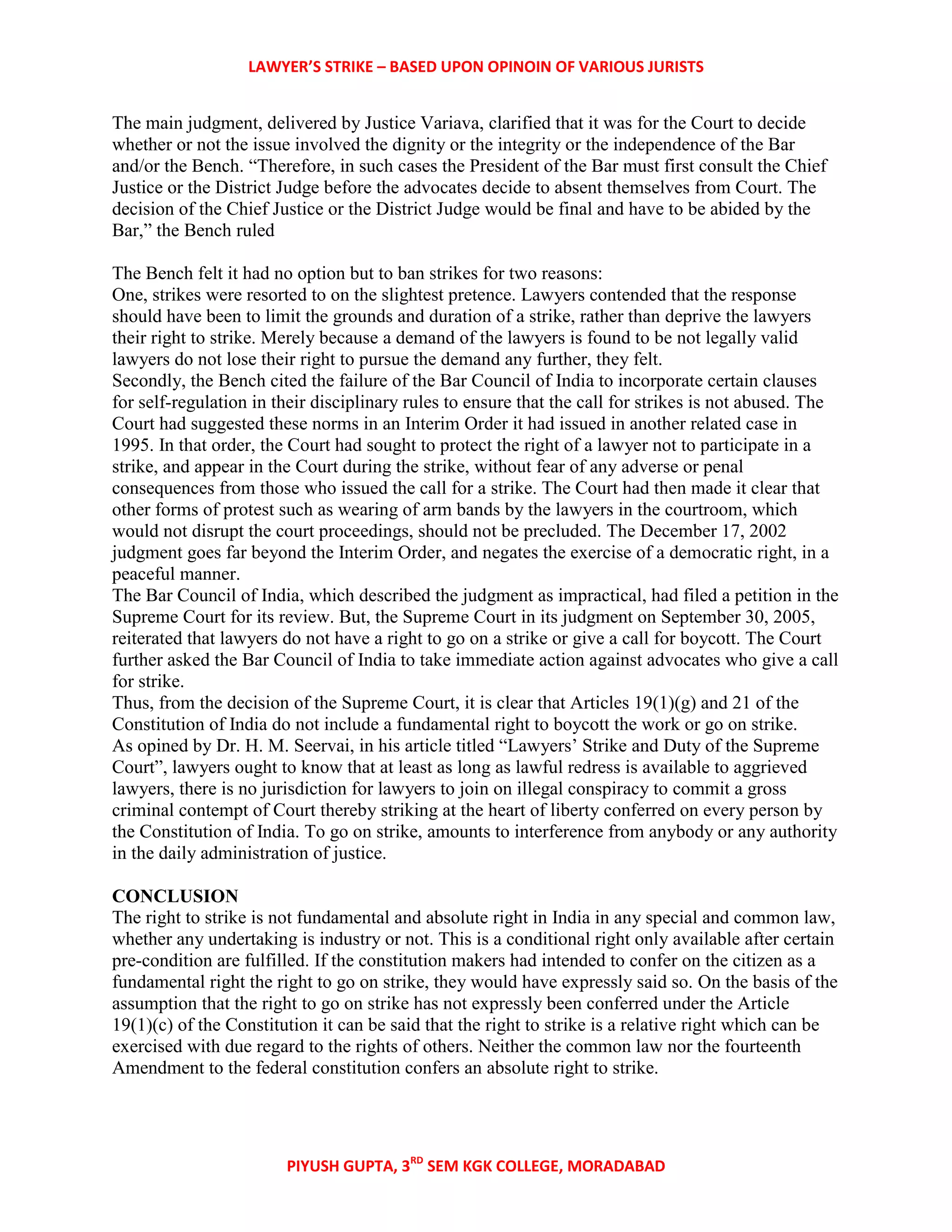 Lawyers Strike for Professional Ethics Class | PDF