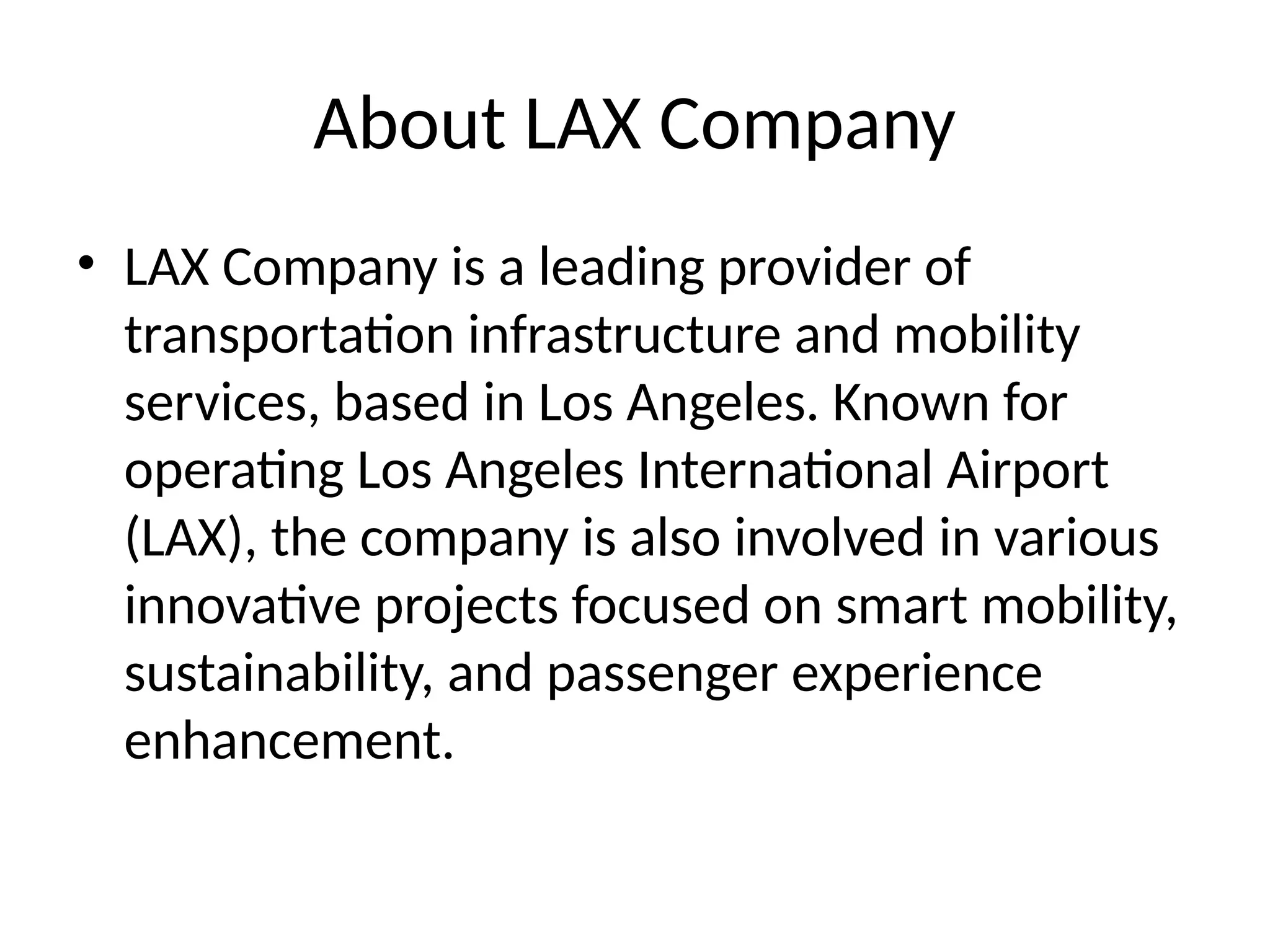 LAX Company Presentation and their products | PPT