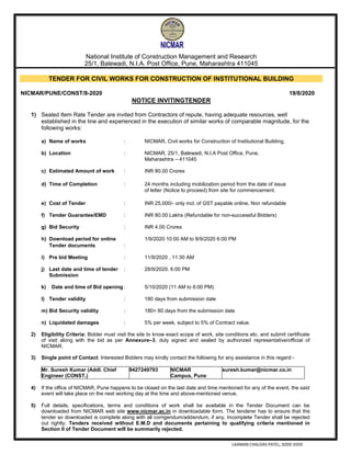 NOTICE INVITING TENDER | PDF