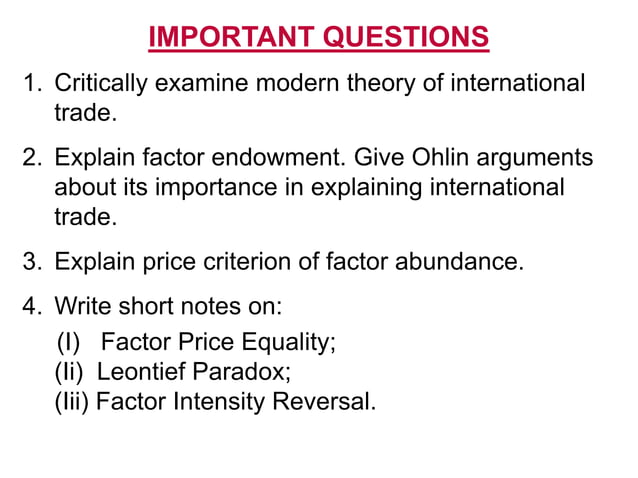 Modern Theory of International Trade | PPT