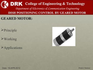 Dish position control using Geared Motor | PPT