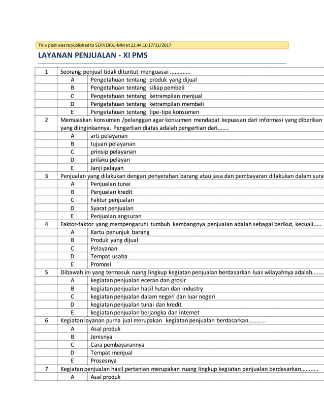 Layanan penjualan xi pms | PDF