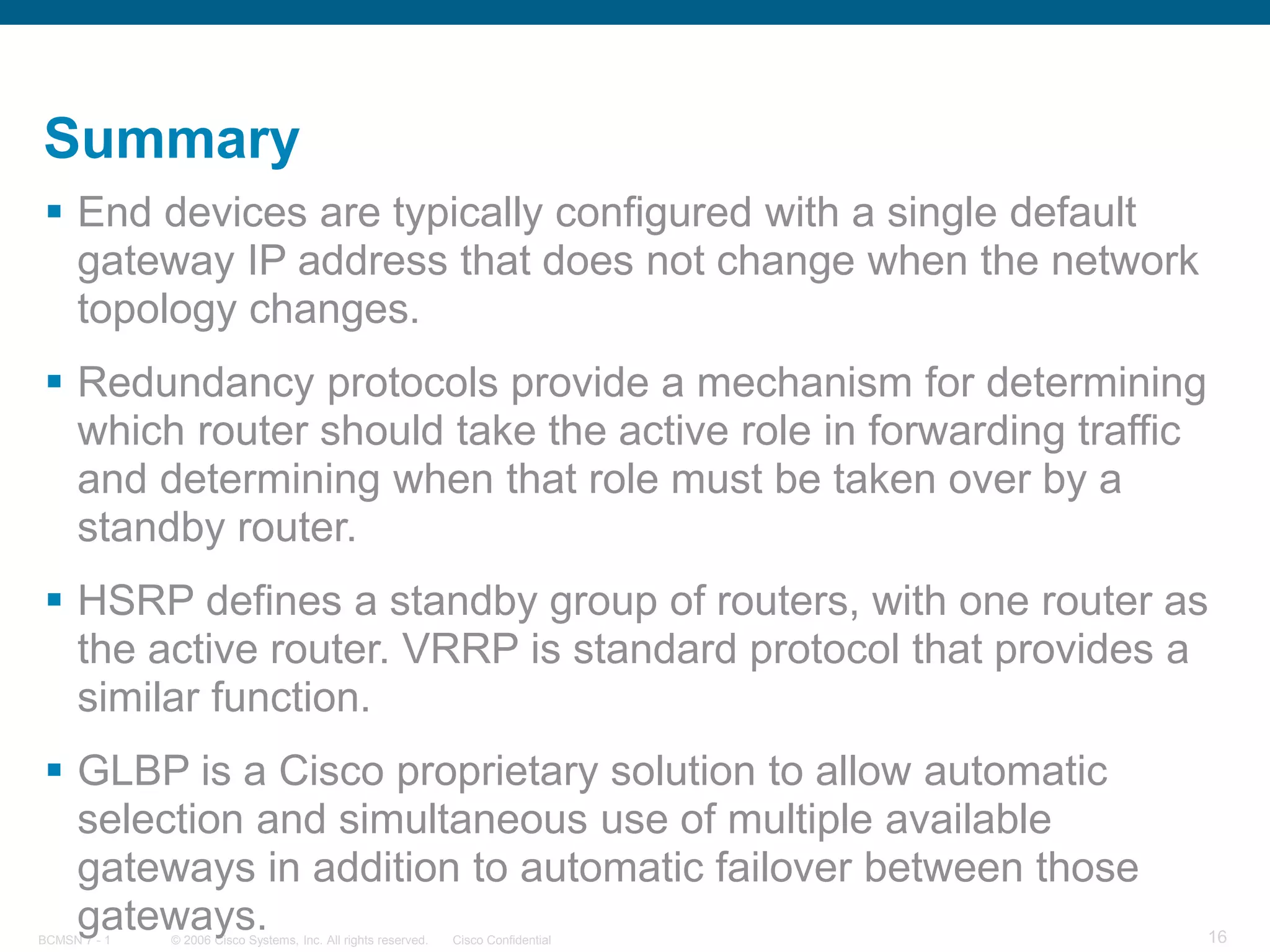 Layer 3 redundancy hsrp | PDF