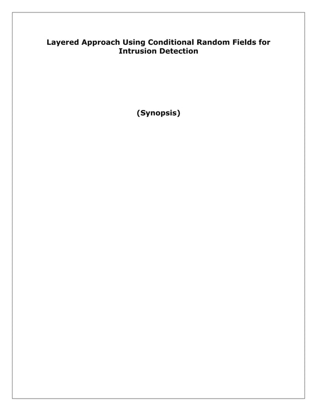 Layered Approach Using Conditional Random Fields For Intrusion Detection Synopsis Pdf 7540