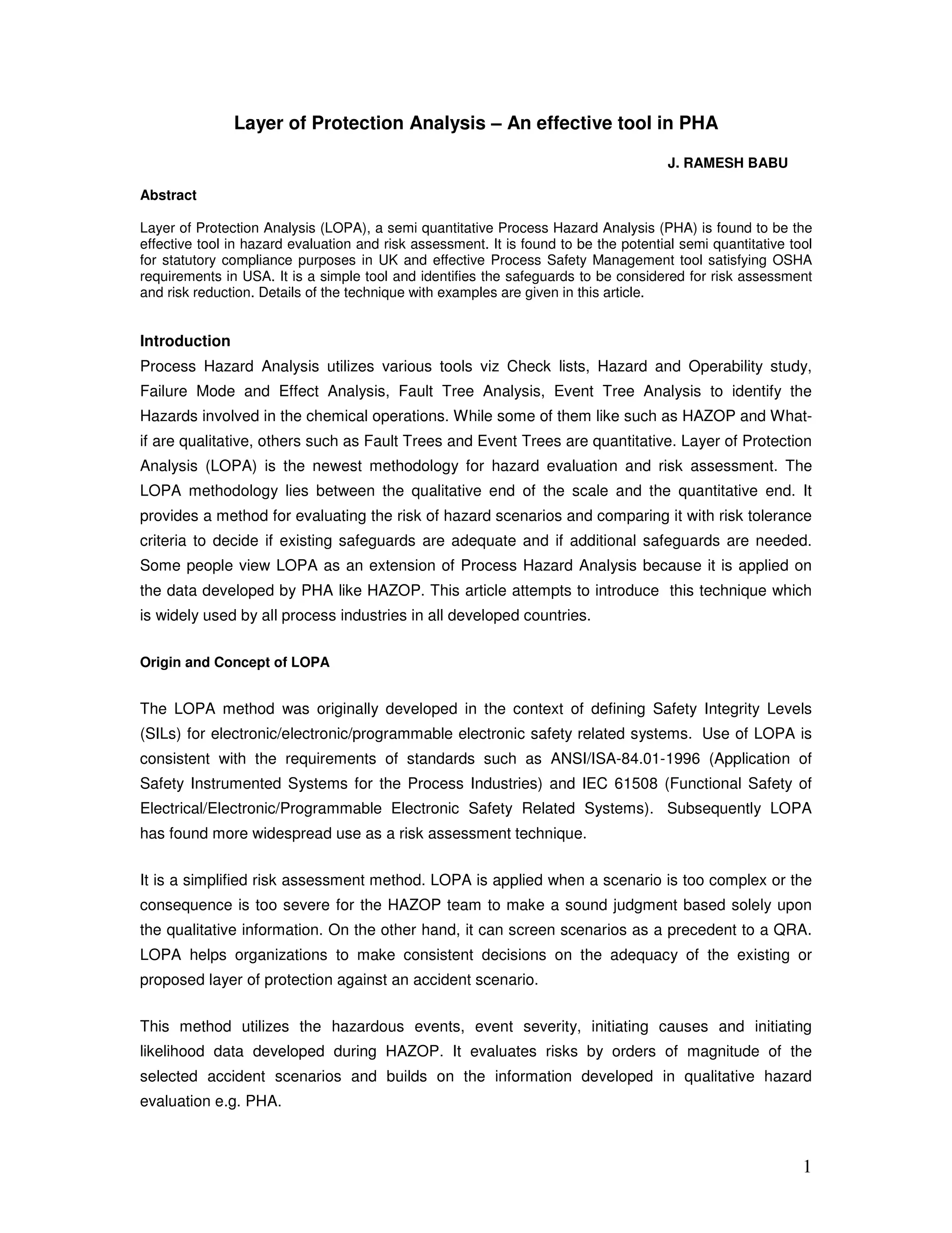 Layer of protection analysis | PDF