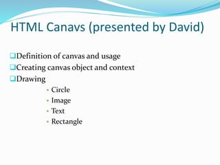 HTML CANVAS | PPTX | Web Design and HTML | Internet