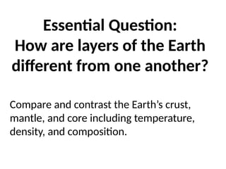 Layers of the Earth- Crust, Mantle and core | PPTX