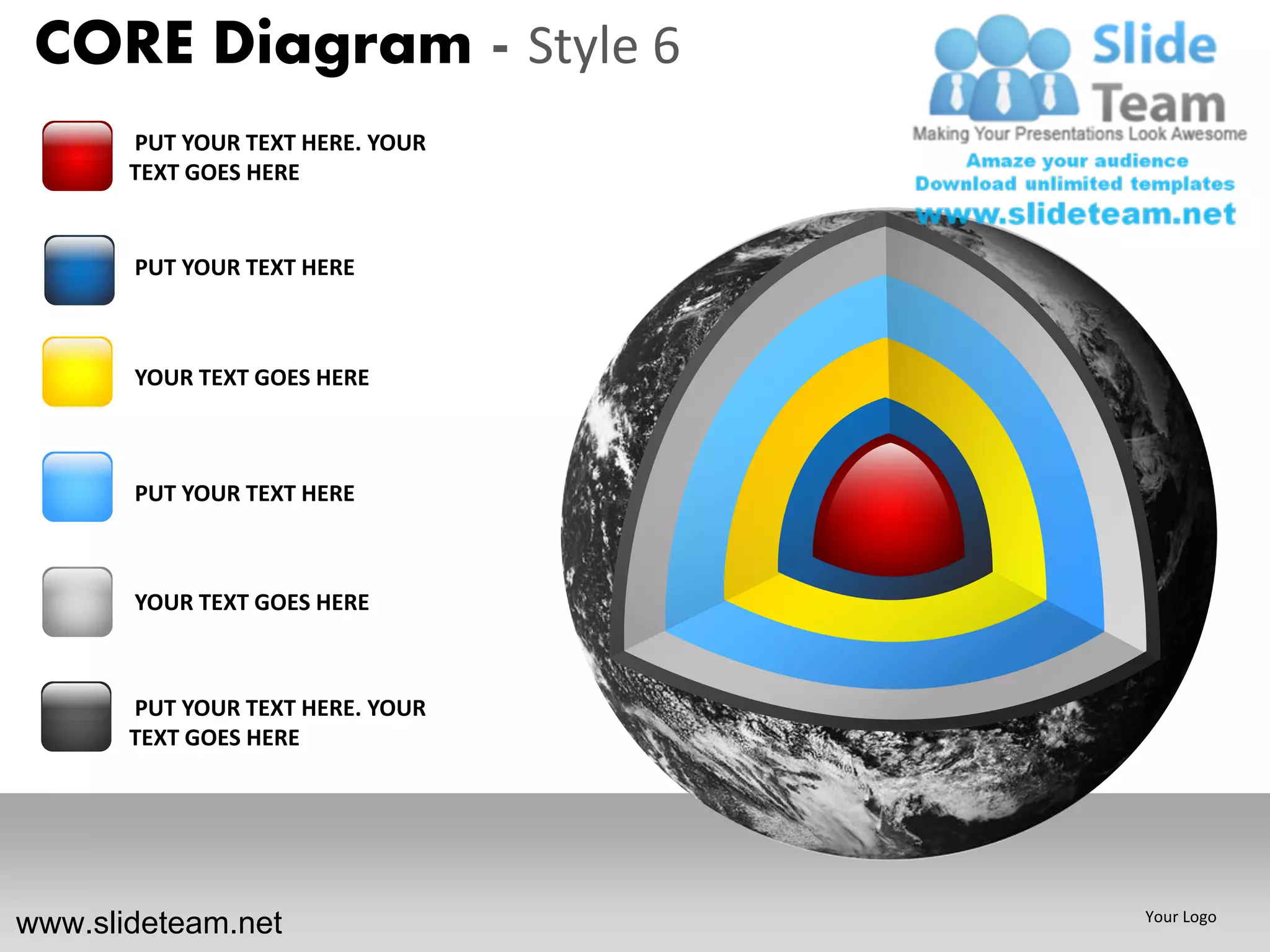 Layers of the earth core diagram style design 6 powerpoint ppt slides ...