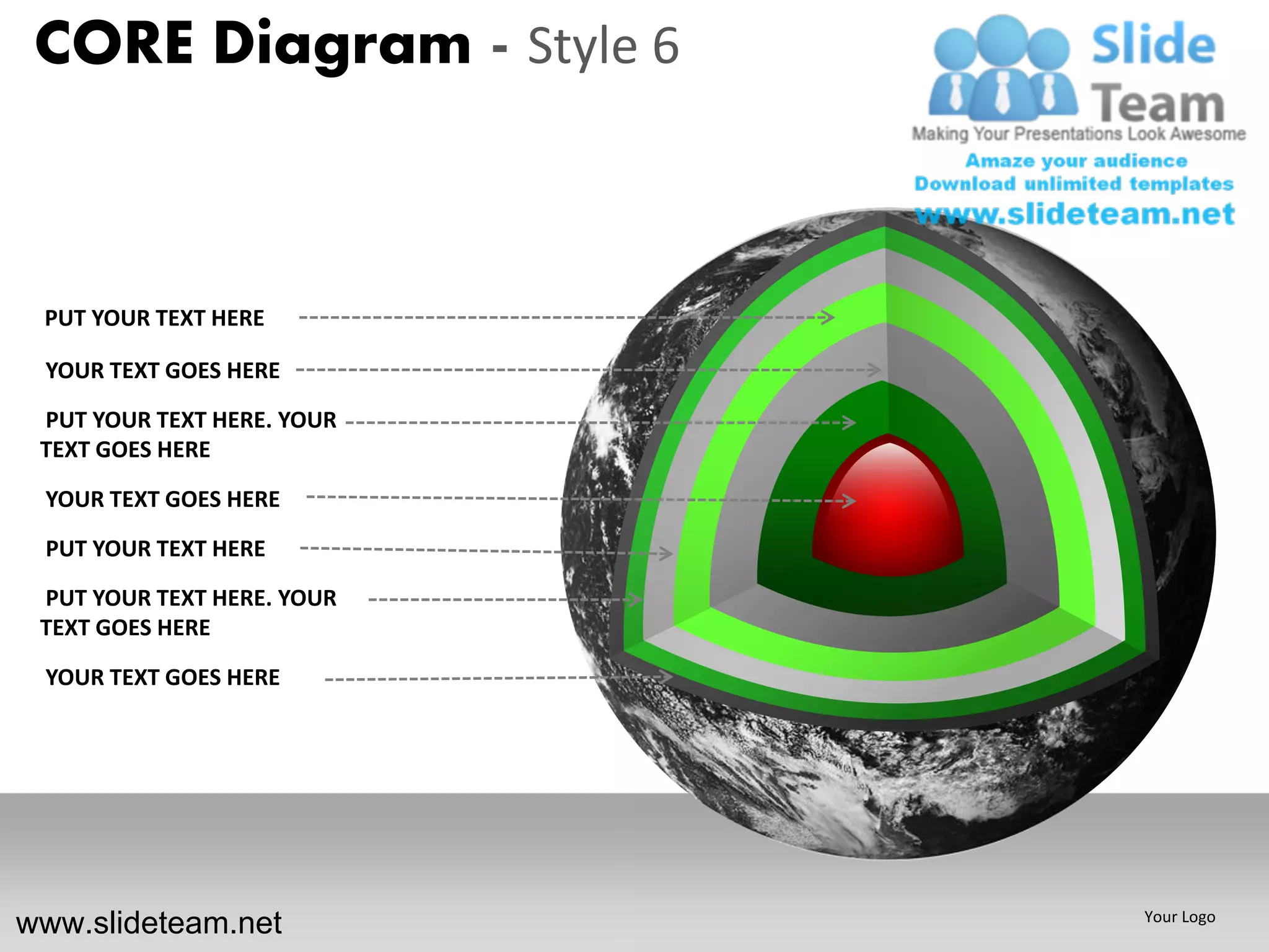 Layers of the earth core diagram style design 6 powerpoint ppt slides. | PDF