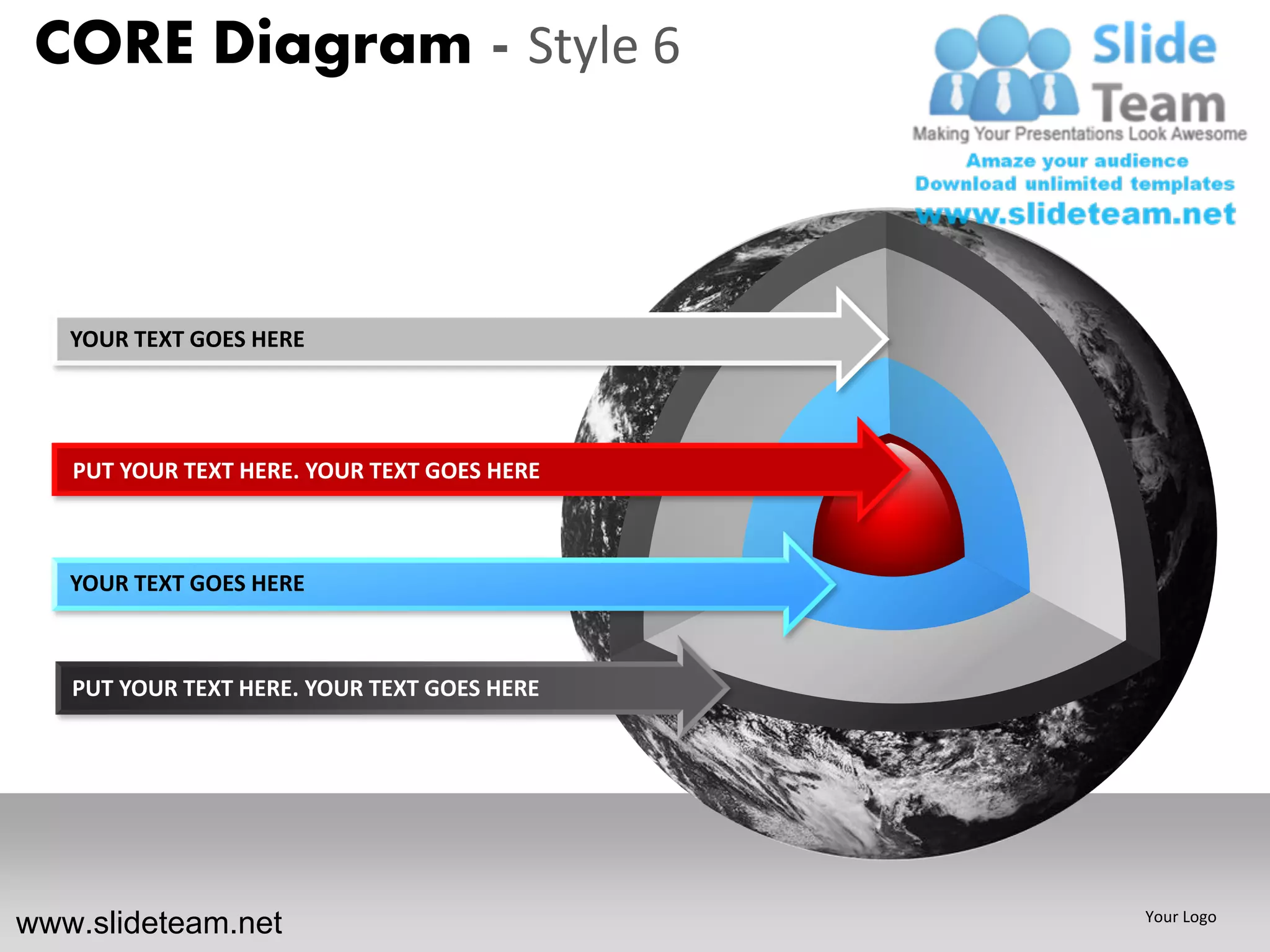 Layers of the earth core diagram style design 6 powerpoint ppt slides ...