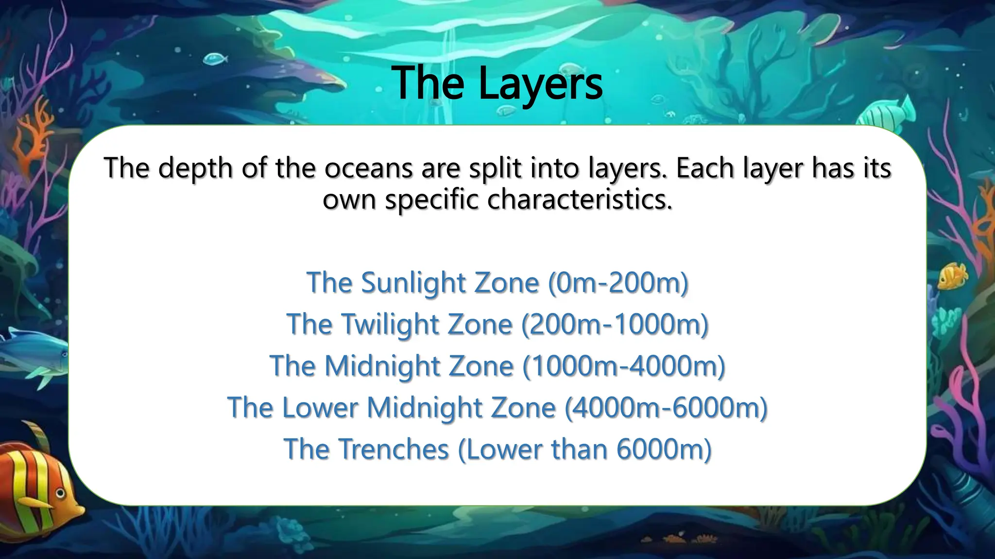 LAYERS OF THE OCEAN EXPLAINS IN SHORT for kids | PPTX